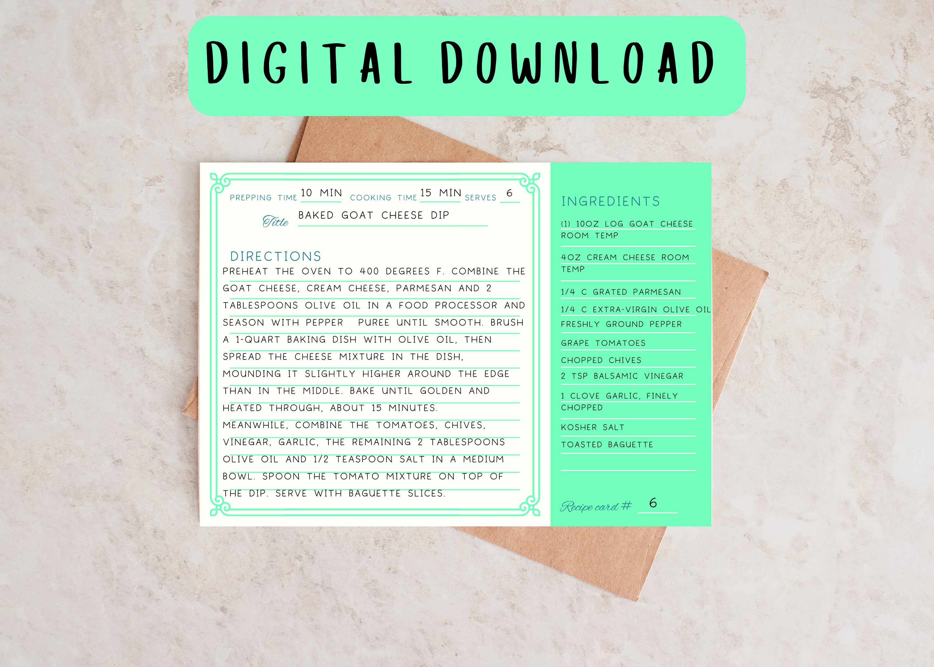 Rezept Karte Vorlage, Rezept Karte digitaler Download, Kochbuch Vorlage ...