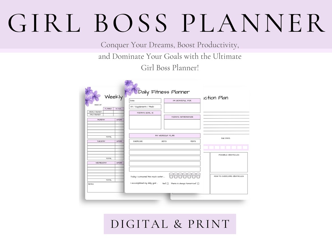 Girl Boss Planner: Daily Reflection Journal, Budget Binder, Self Care ...