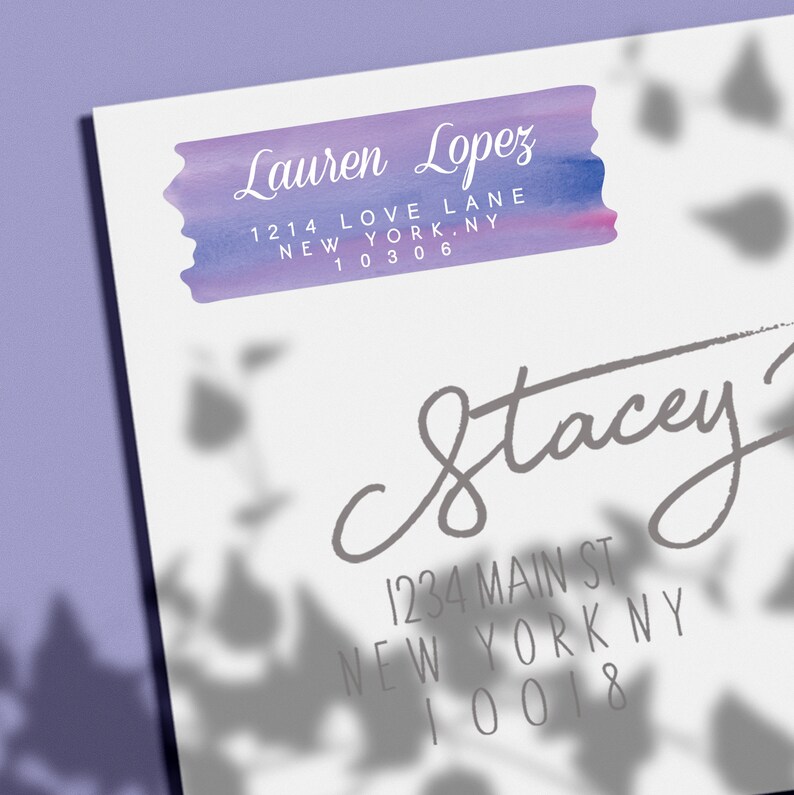 Purple Return Address Labels Personalized Labels Ombre - Etsy