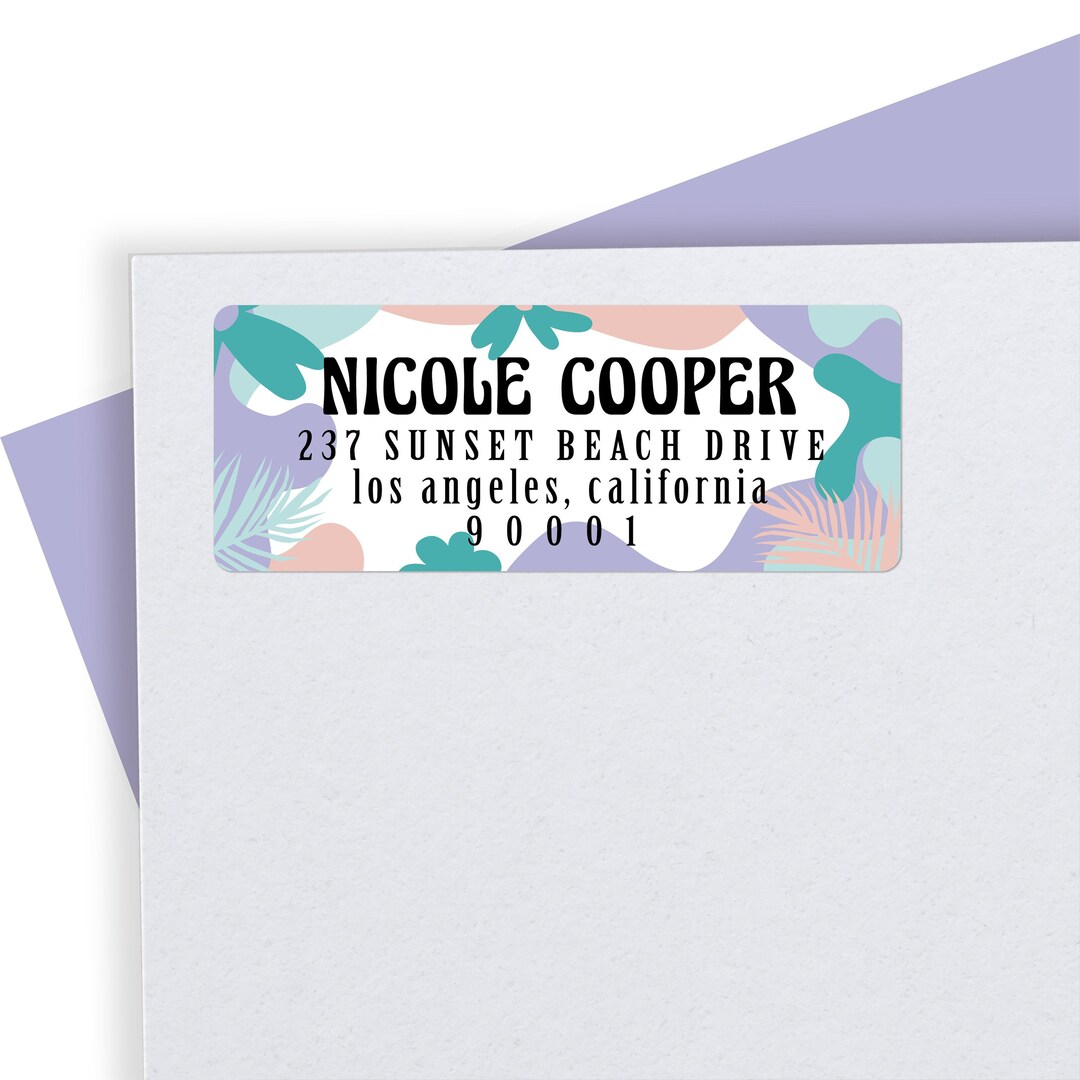 Retro Abstract Return Address Labels | Purple Personalized Labels ...