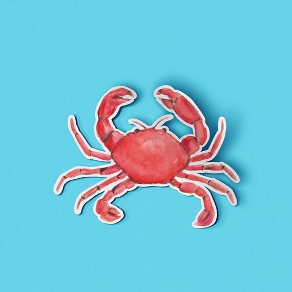 Red Crab Sticker Animal Vinyl Stickers Waterproof Sticker - Etsy