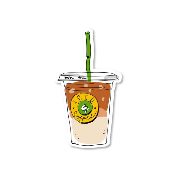 Iced Coffee Vinyl Sticker Coffee Stickers Waterproof | Etsy