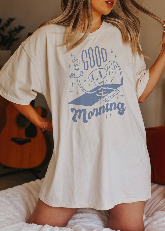 Good Morning Skeleton With Coffee Comfort Colors T-shirt - Etsy