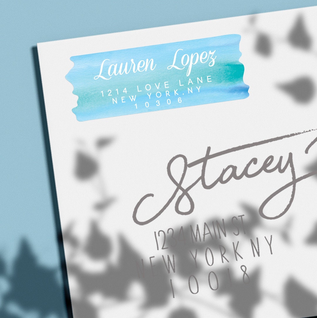 Personalized Light Blue Return Address Labels Custom Ombre Return ...
