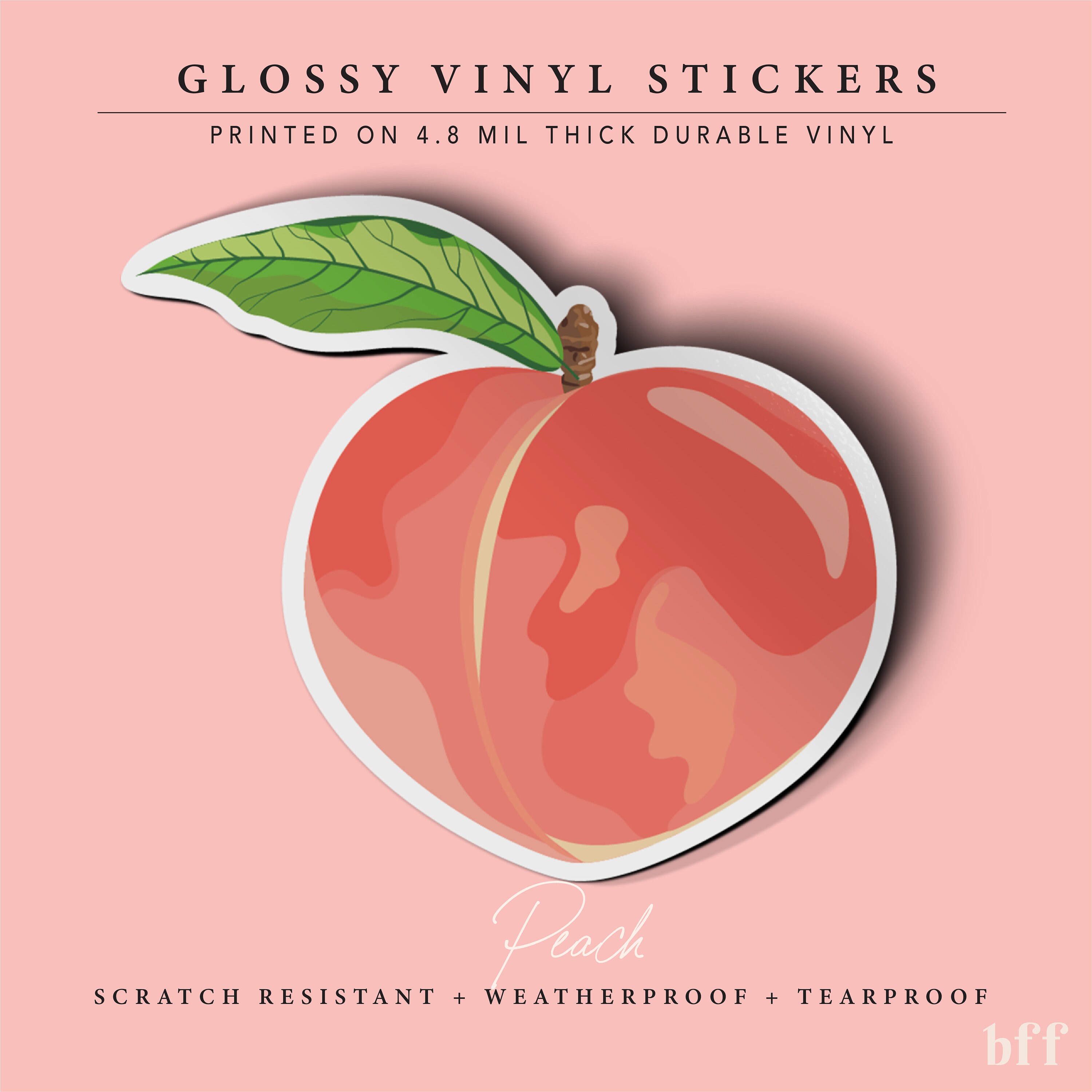 Stickers Craft Supplies & Tools Waterproof Vinyl Peach Sticker etna.com.pe