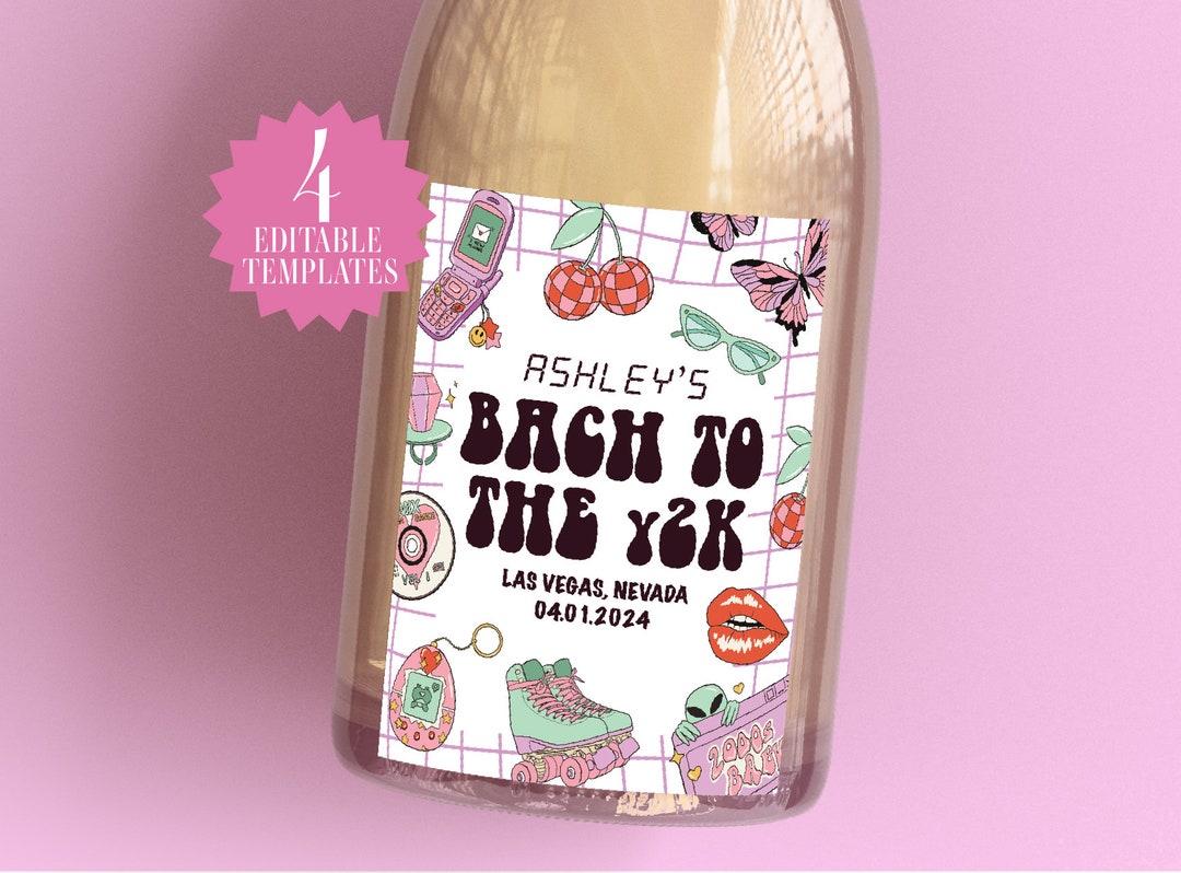 Y2K Bachelorette Weekend Wine Label | Late 90s Personalized Labels ...