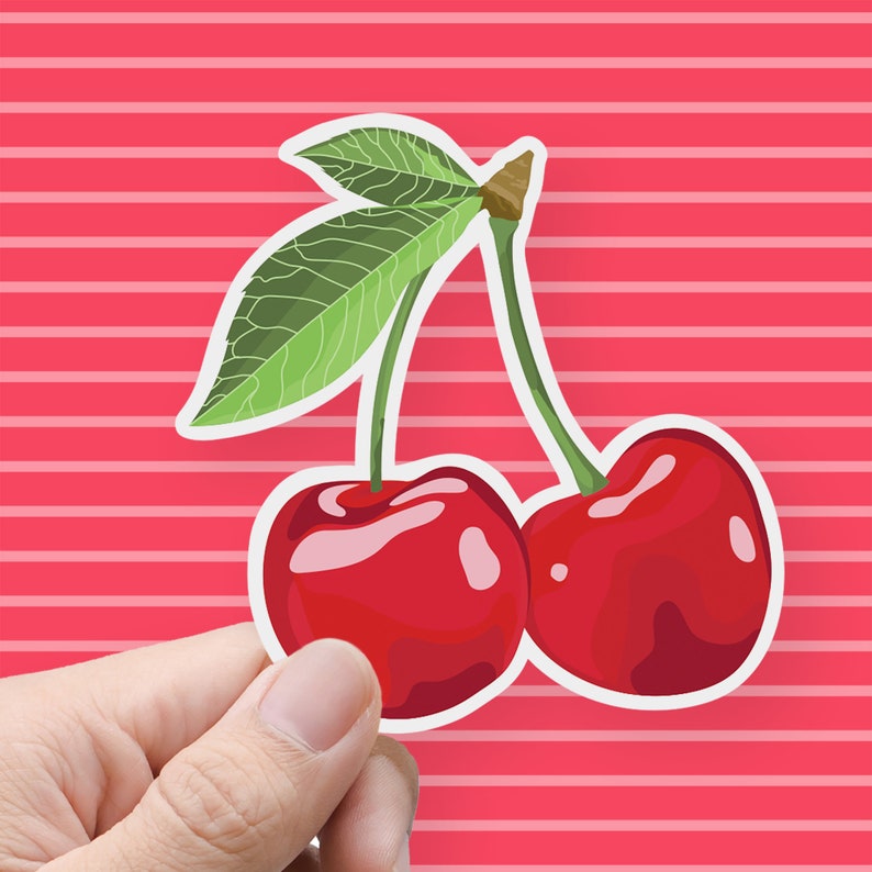 Pegatina de cereza roja / Pegatinas de vinilo de frutas / - Etsy España