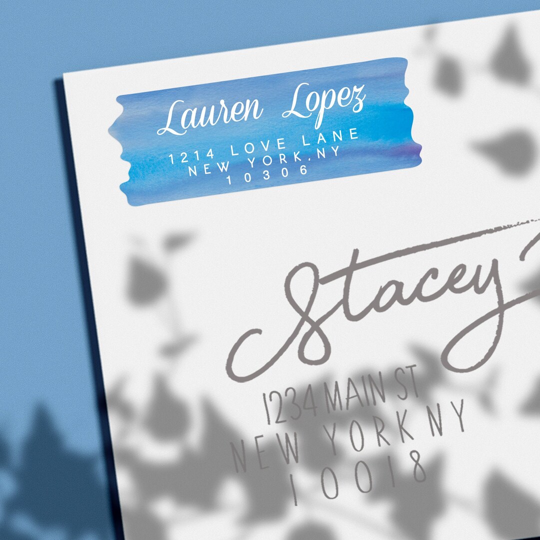Blue Return Address Labels Personalized Labels Ombre Return Address ...