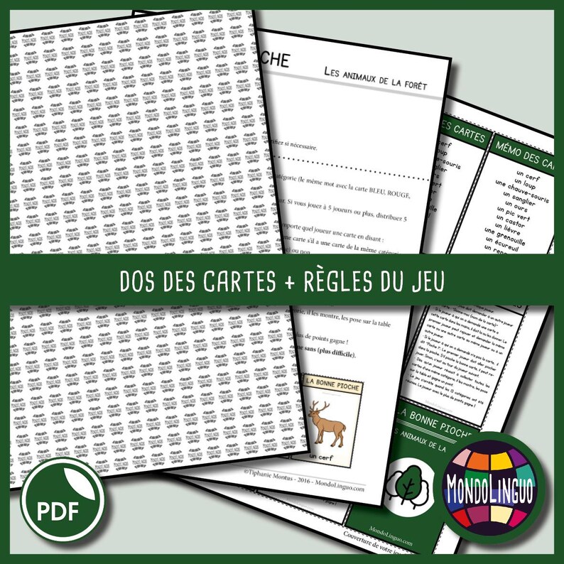 Printable Card Game About Forest Animals - Go Fish! - French Version - Etsy