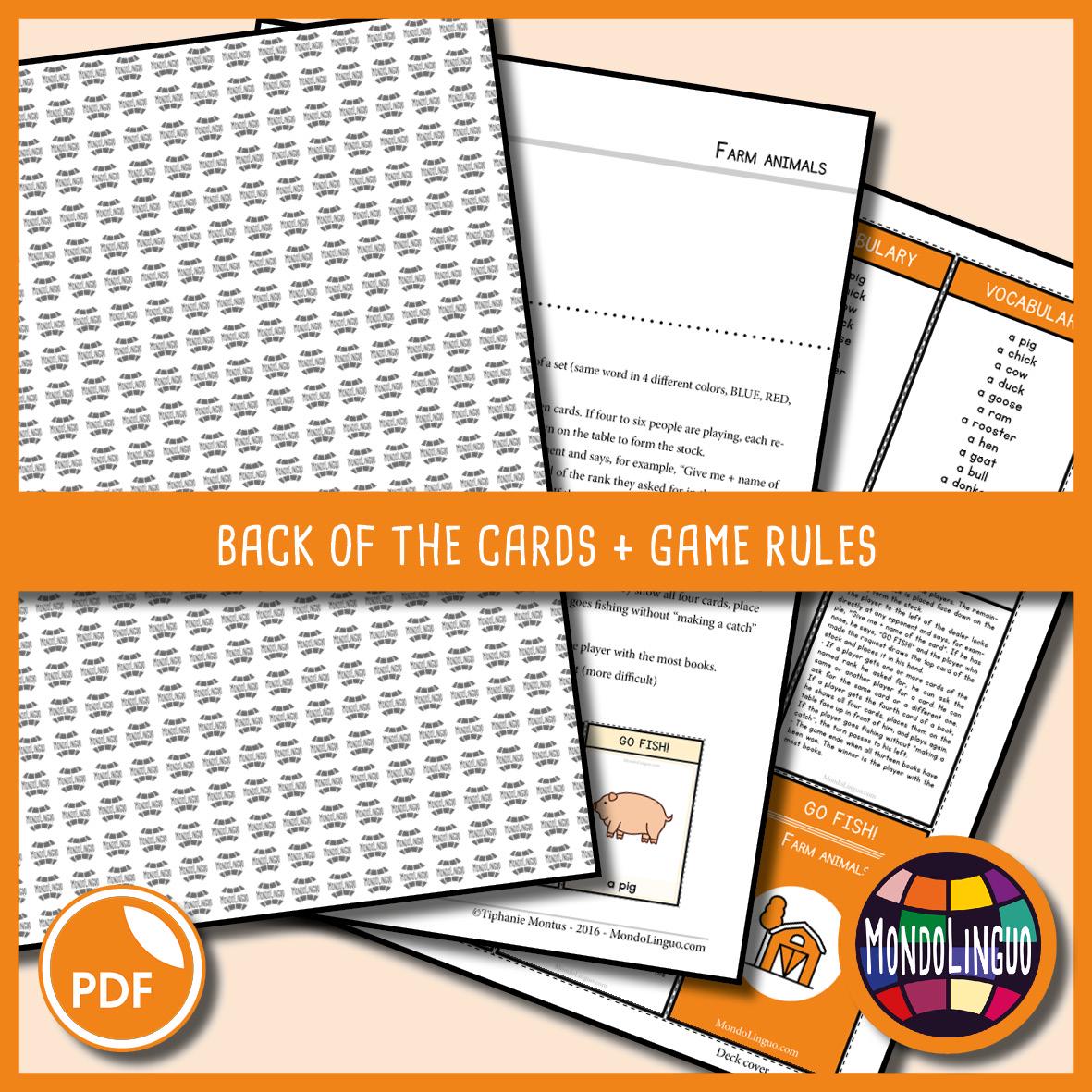 Printable Card Game About Farm Animals - Go Fish! - English Version - Etsy