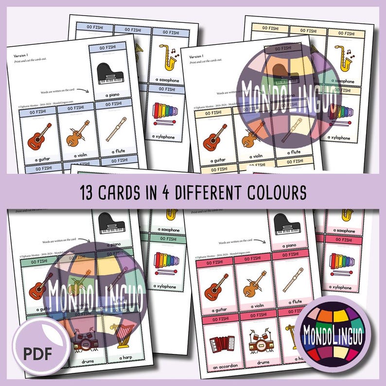 Printable Card Game About Musical Instruments - Go Fish! - English ...