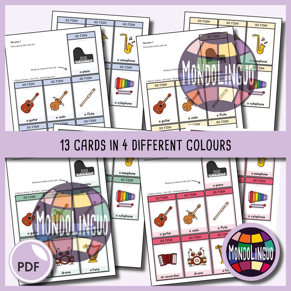 Printable Card Game About Musical Instruments - Go Fish! - English ...