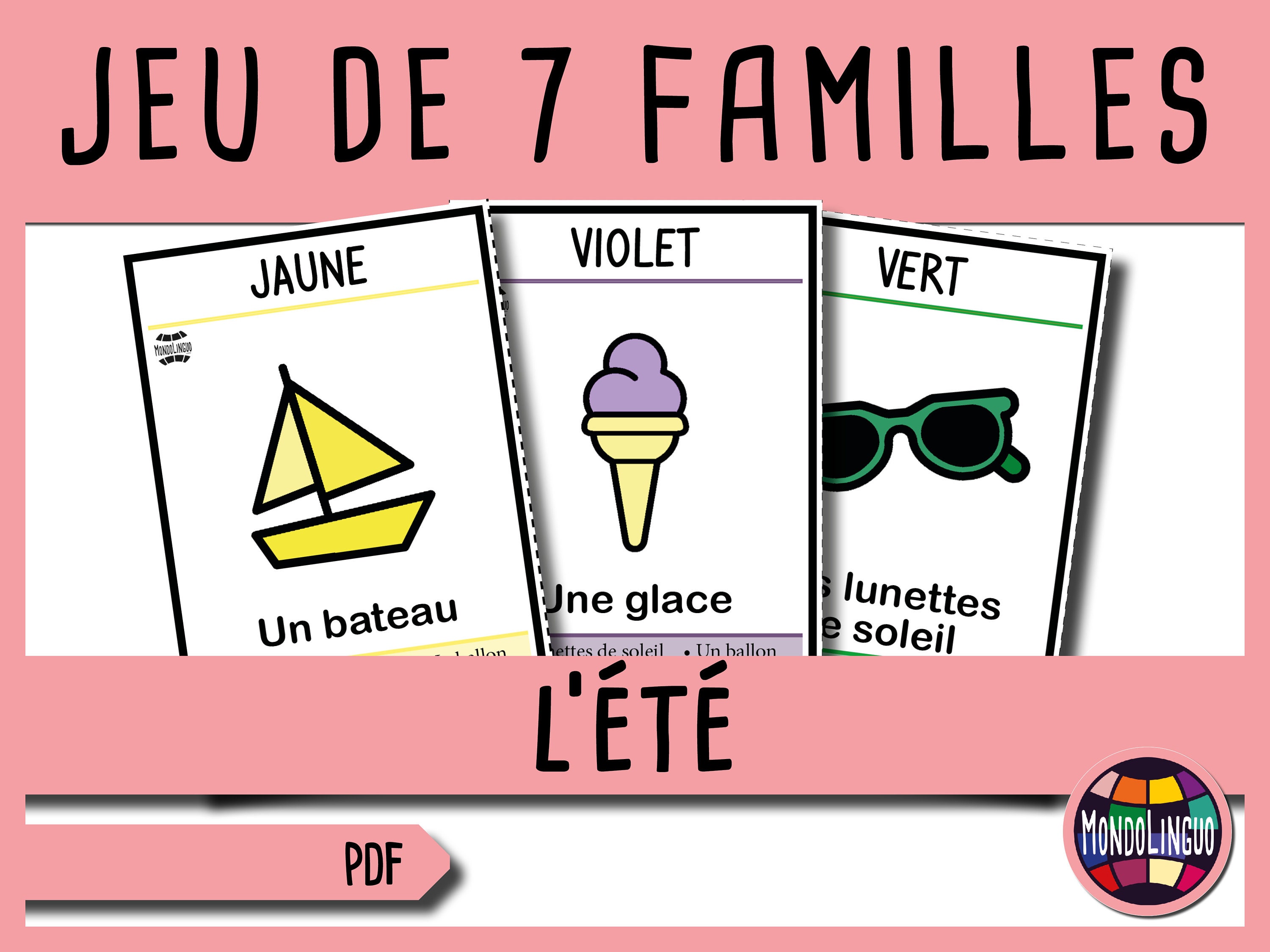 7 Familien über Sommer und Farben – Spiel zum Ausdrucken – Französische ...