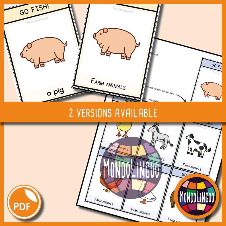 Printable Card Game About Farm Animals - Go Fish! - English Version - Etsy