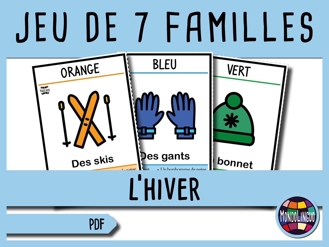 7 Familien über Winter und Farben – Spiel zum Ausdrucken – Französische ...