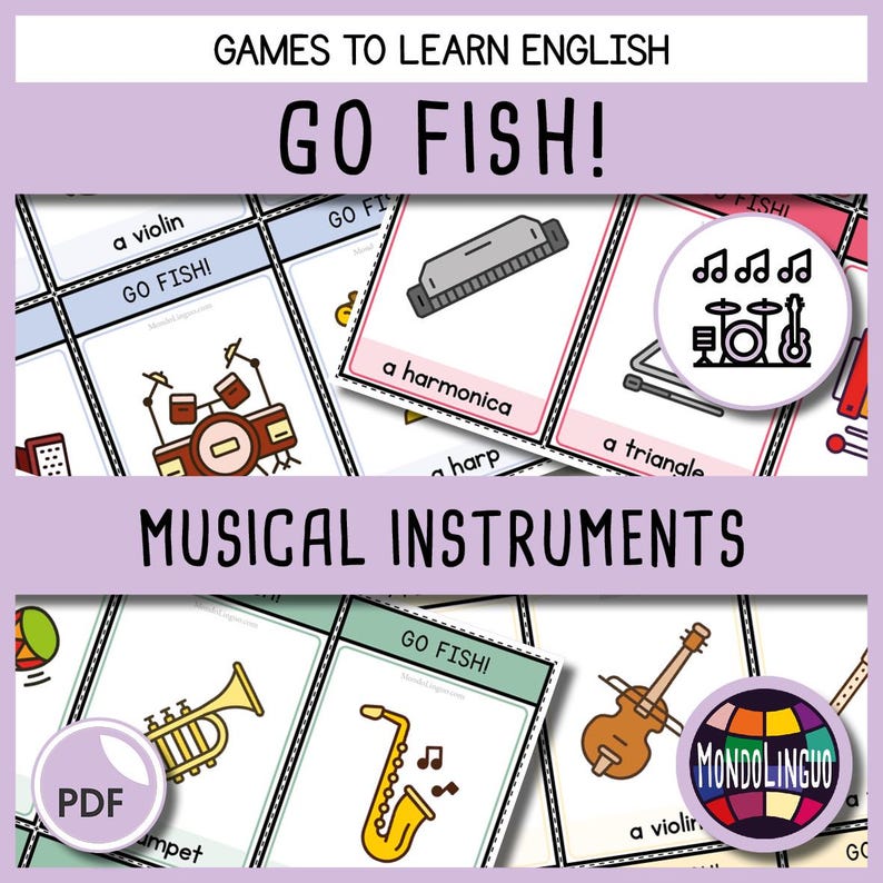 Printable Card Game About Musical Instruments - Go Fish! - English ...