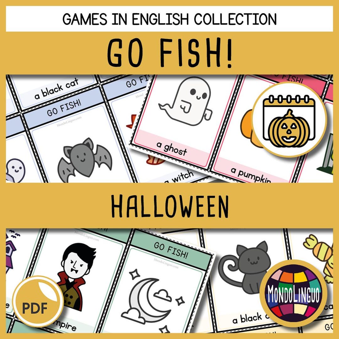 Printable Card Game About Halloween - Go Fish! - English Version - Etsy