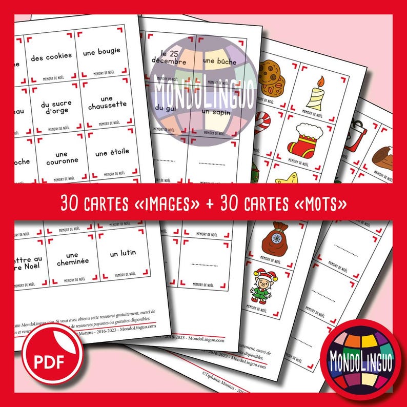 Printable Card Game About Christmas - Memory Game - French Version - Etsy