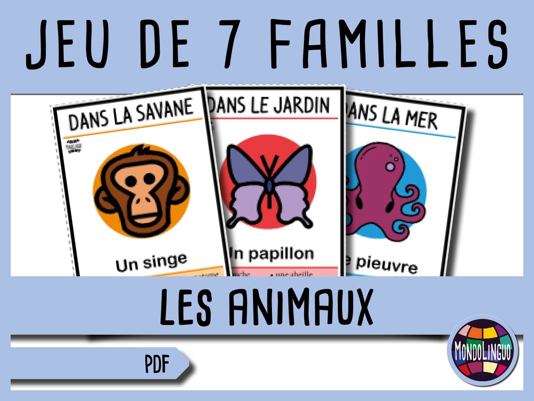 Printable 7 Families Card Game About Animals French Version - Etsy UK