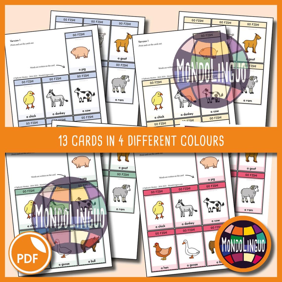 Printable Card Game About Farm Animals - Go Fish! - English Version - Etsy