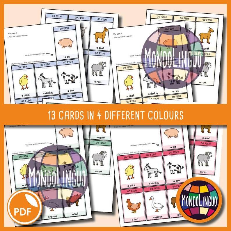 Printable Card Game About Farm Animals - Go Fish! - English Version - Etsy
