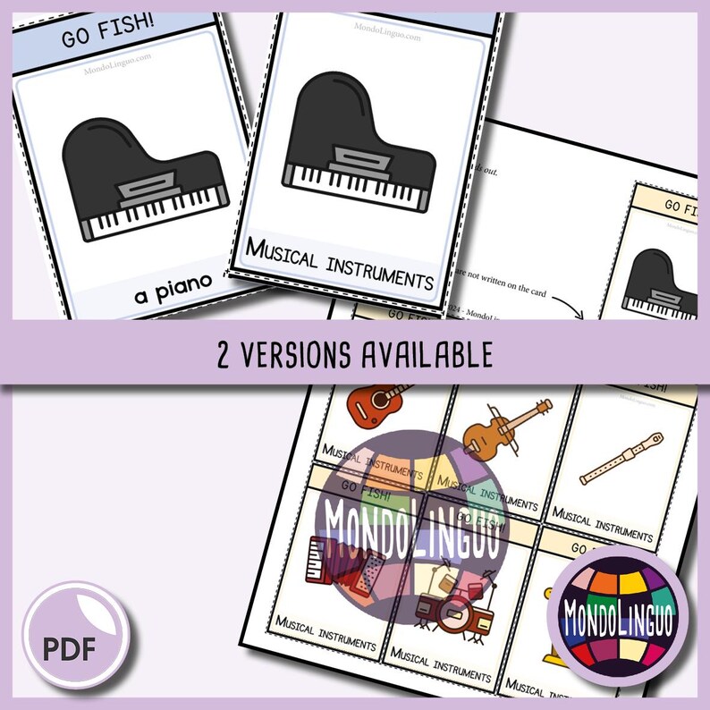 Printable Card Game About Musical Instruments - Go Fish! - English ...