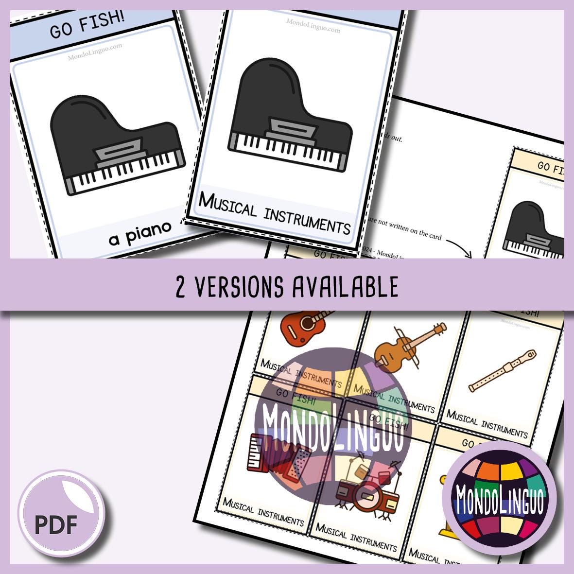 Printable Card Game About Musical Instruments - Go Fish! - English ...