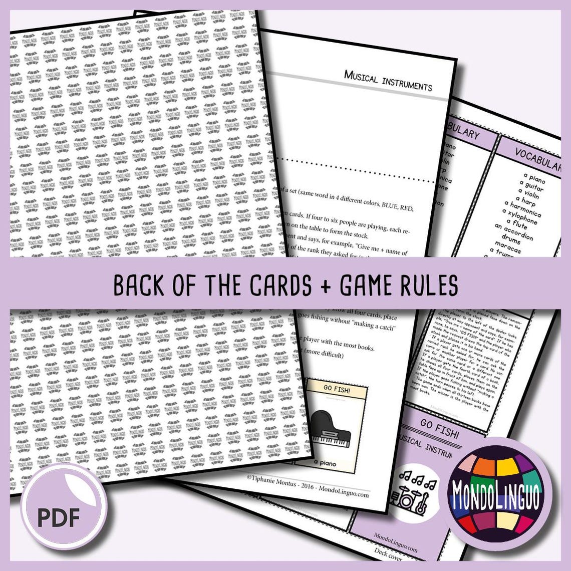 Printable Card Game About Musical Instruments - Go Fish! - English ...