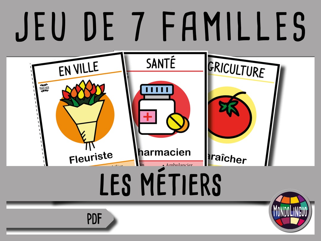 Printable 7 Families Card Game About Jobs French Version - Etsy