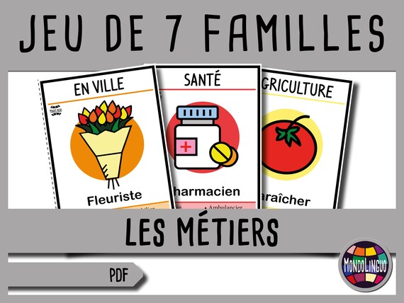 Printable 7 Families Card Game About Jobs French Version | Etsy