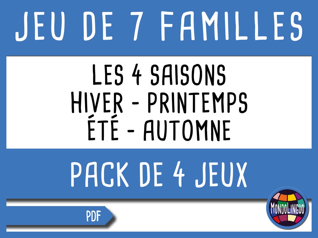 Packung mit 4 Spielen mit 7 Familien zum Ausdrucken – Die 4 ...