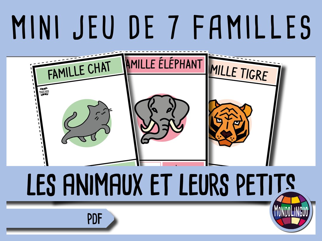 Printable 7 Families Card Game About Animals French Version - Etsy