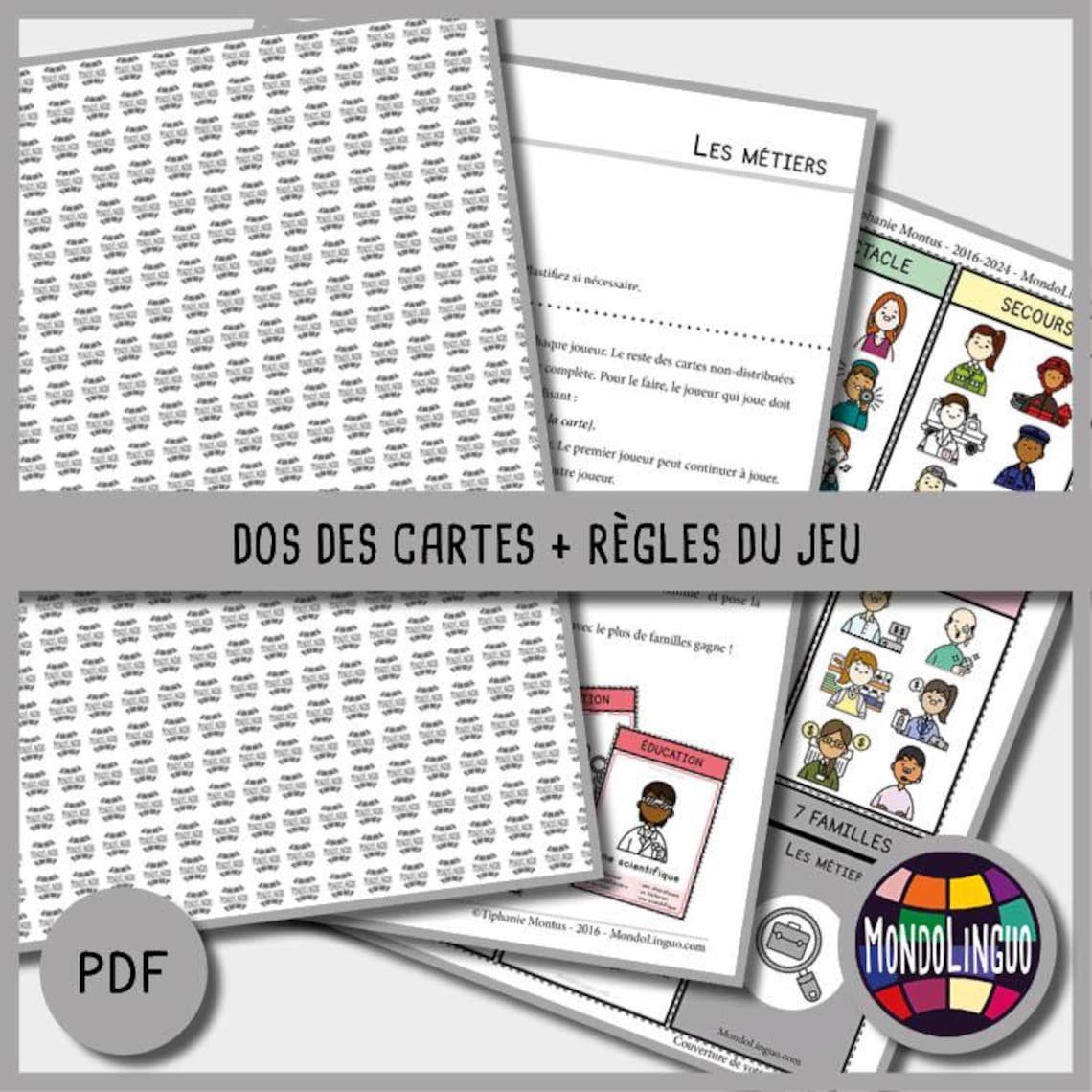 Printable 7 Families Card Game About Jobs - French Version - Etsy