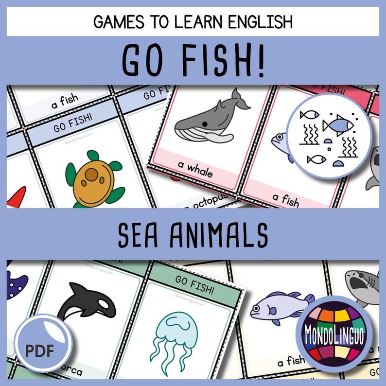 Printable Card Game About Sea Animals - Go Fish! - English Version - Etsy