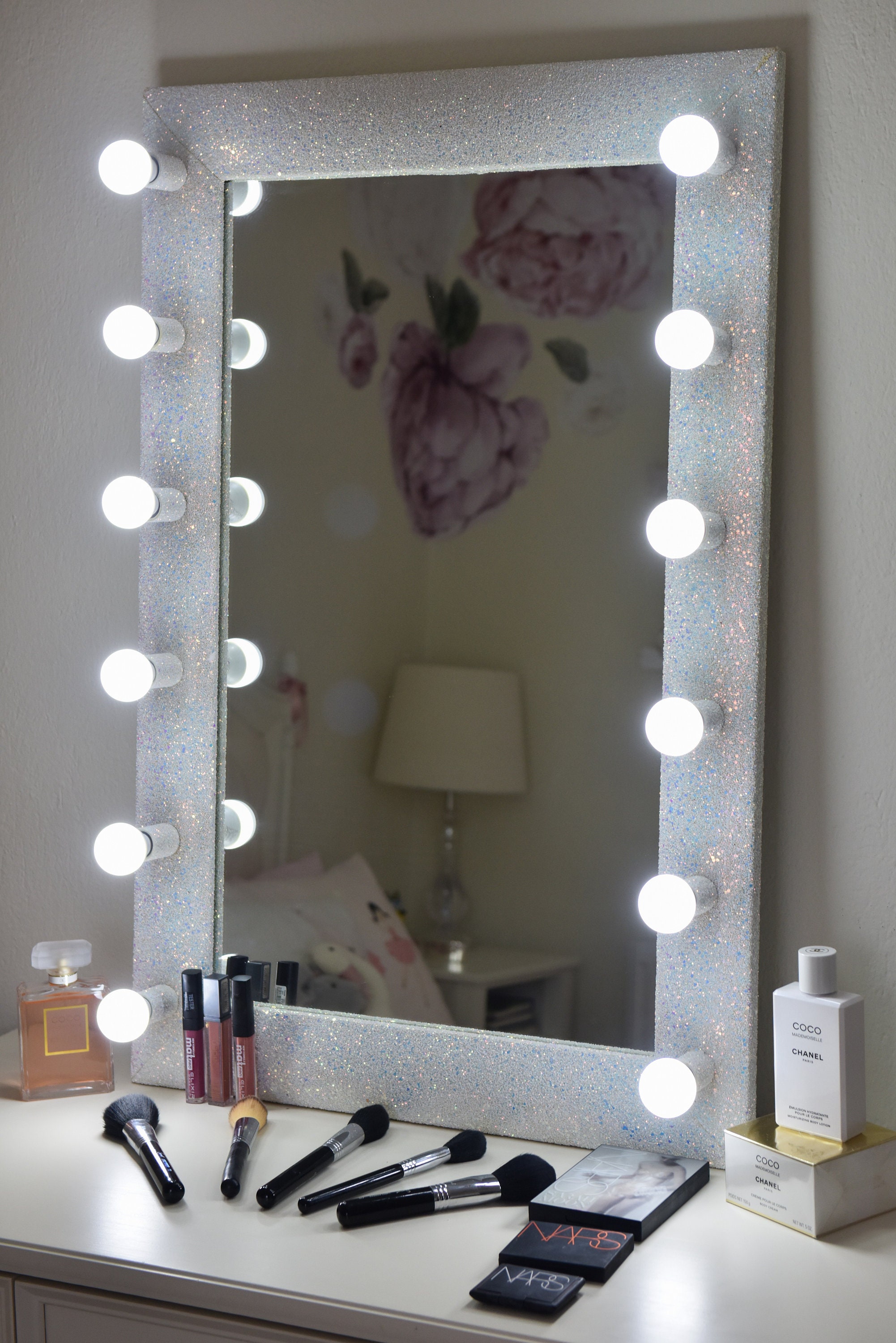 Glitter Vanity Mirror White - Etsy