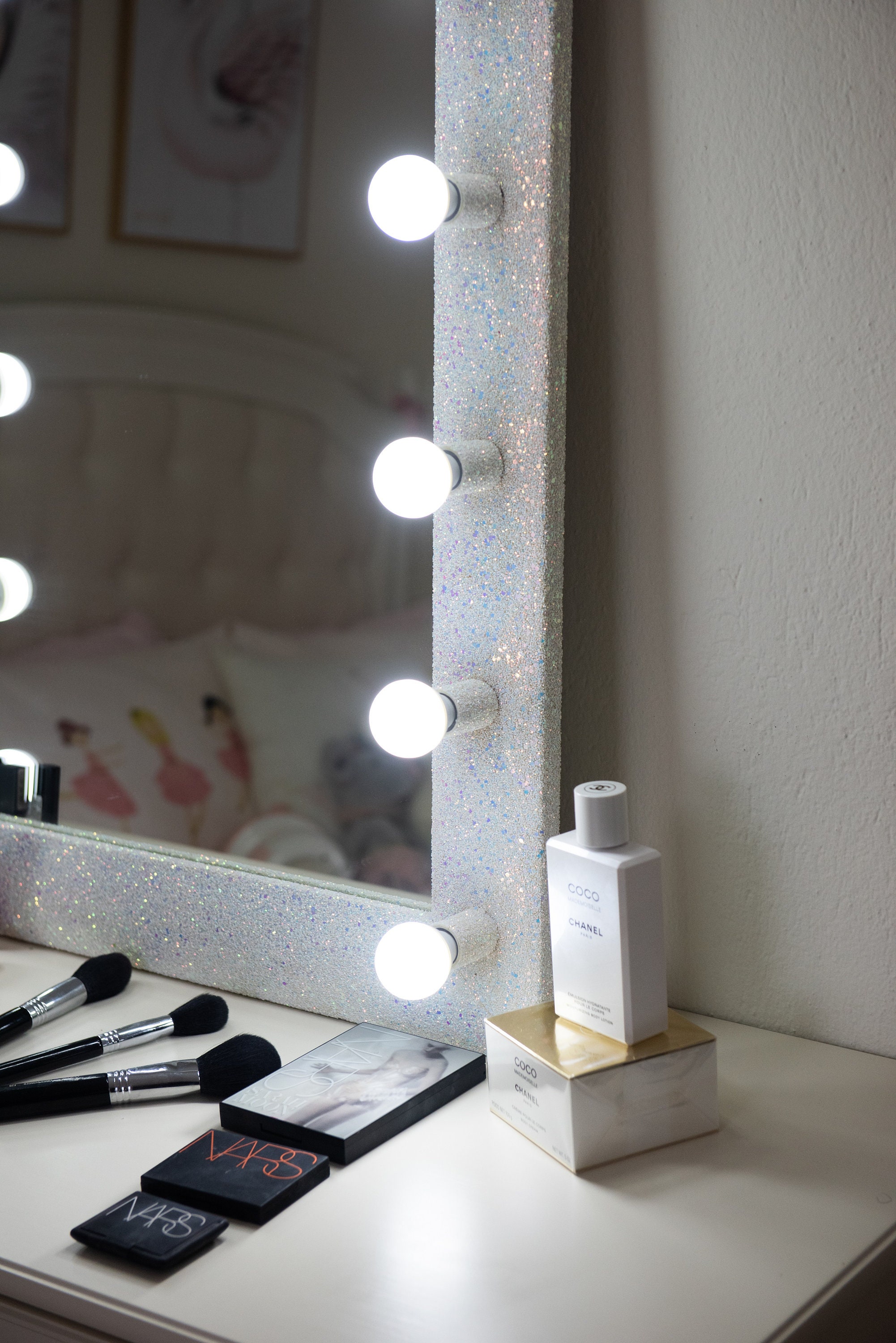 Glitter Vanity Mirror White - Etsy