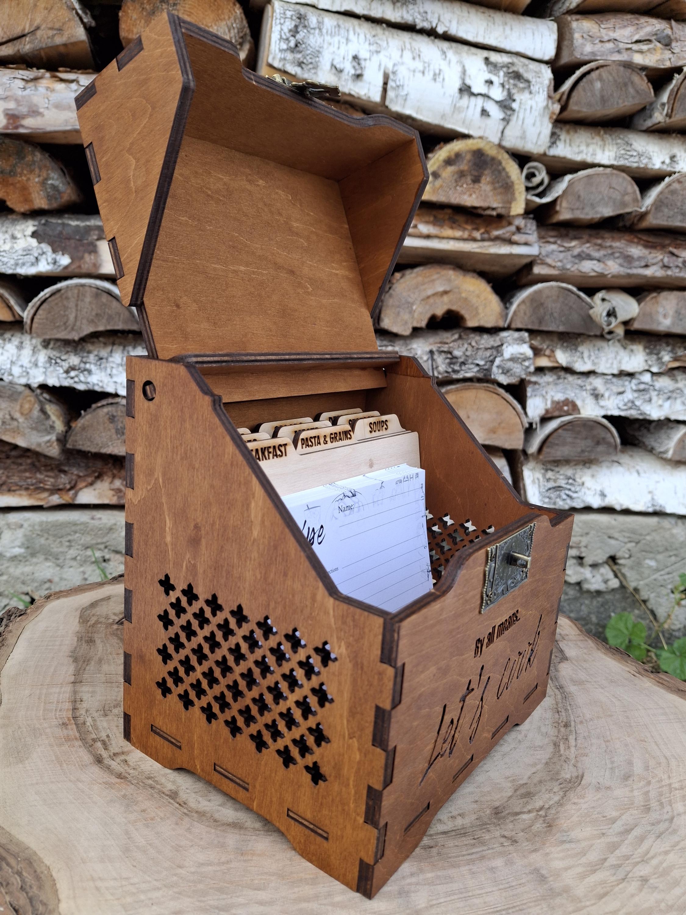 Box for Recipes Wood Recipe Box Recipe Card Box Recipe Box Recipe ...