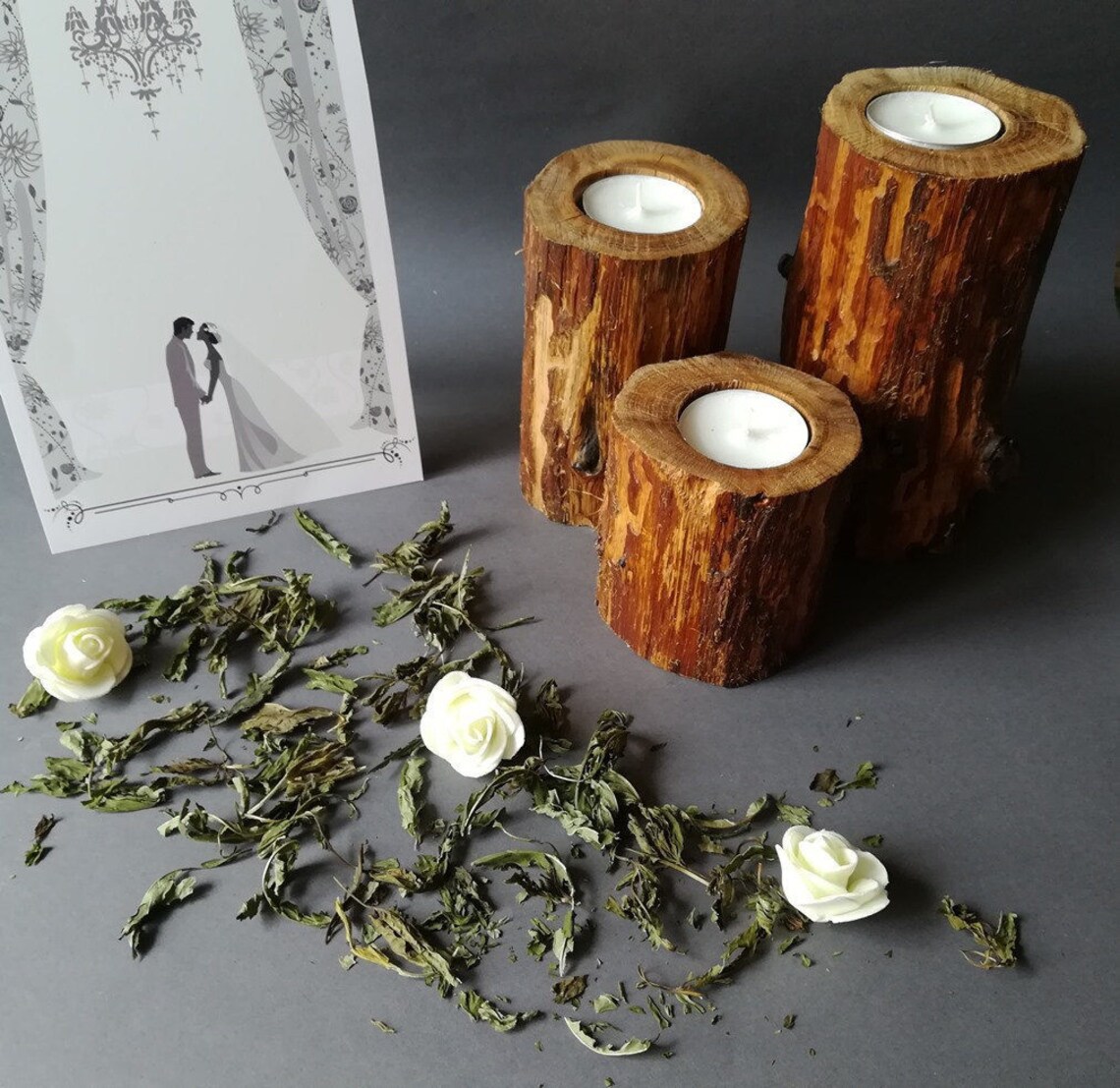 Rustic Candle Holders. Wooden Candlesticks. Wood Candle - Etsy