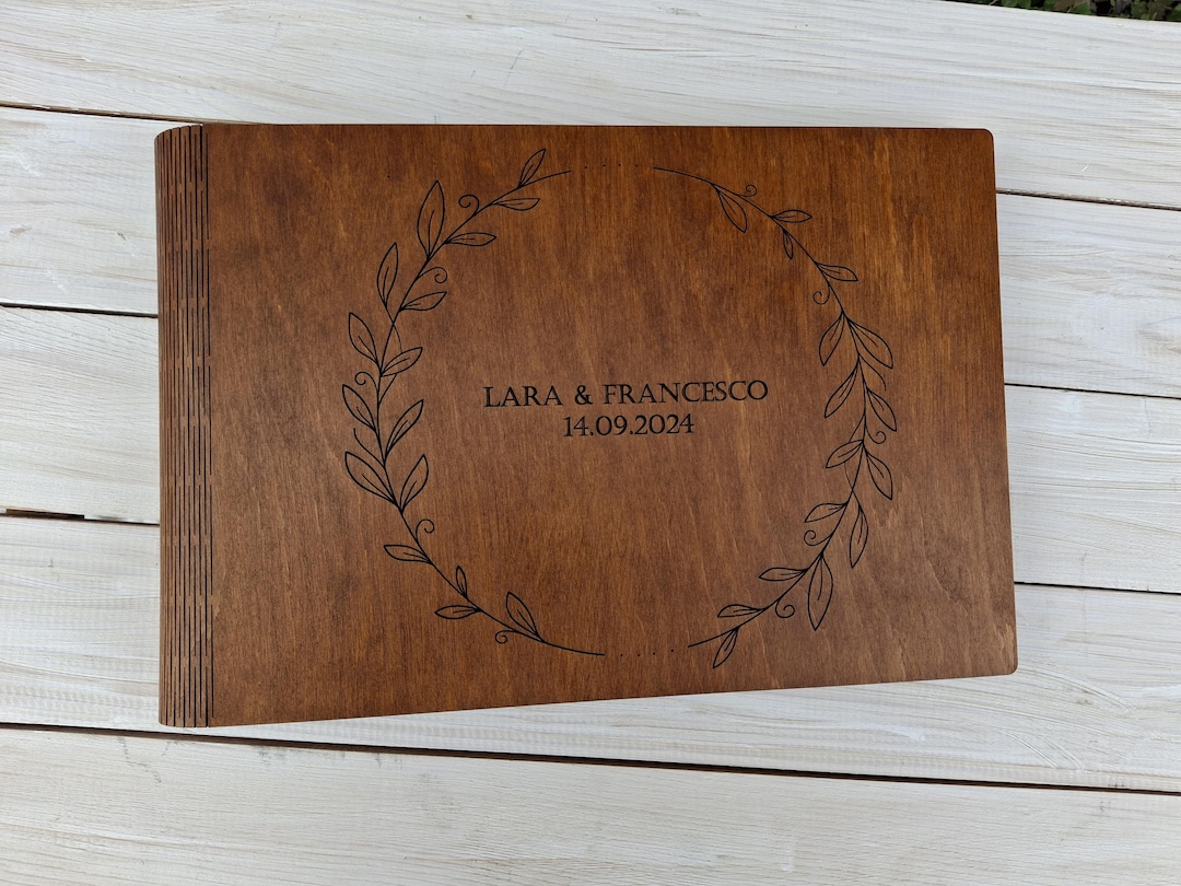 Wood Album Rustic Photo Album Engrave Photoalbum Wooden Photo Album ...