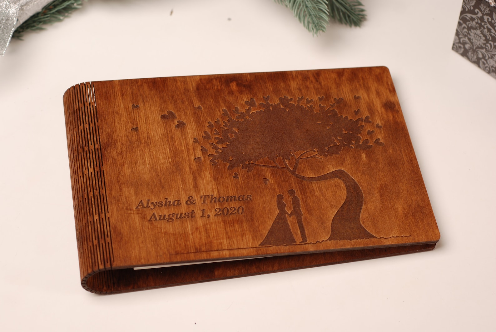 Engraved Book Country Guest Book Custom Engraved Book Wood | Etsy