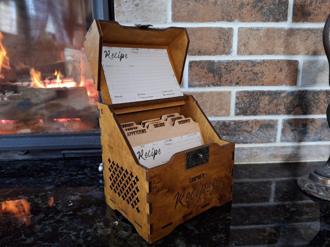 Personalized Recipe Box Recipe Box and Cards Recipe Box With Dividers ...