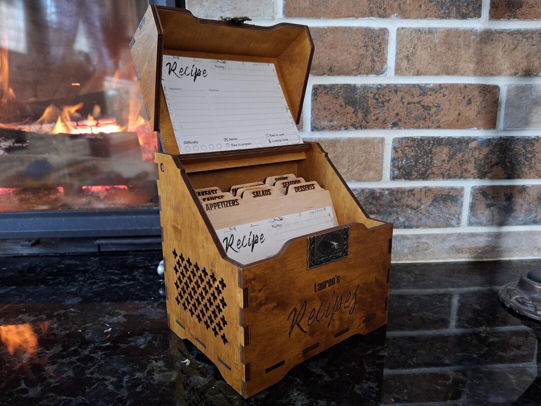 Recipe Storage Recipe Box Engraved Recipe Box Custom Recipe Holder ...