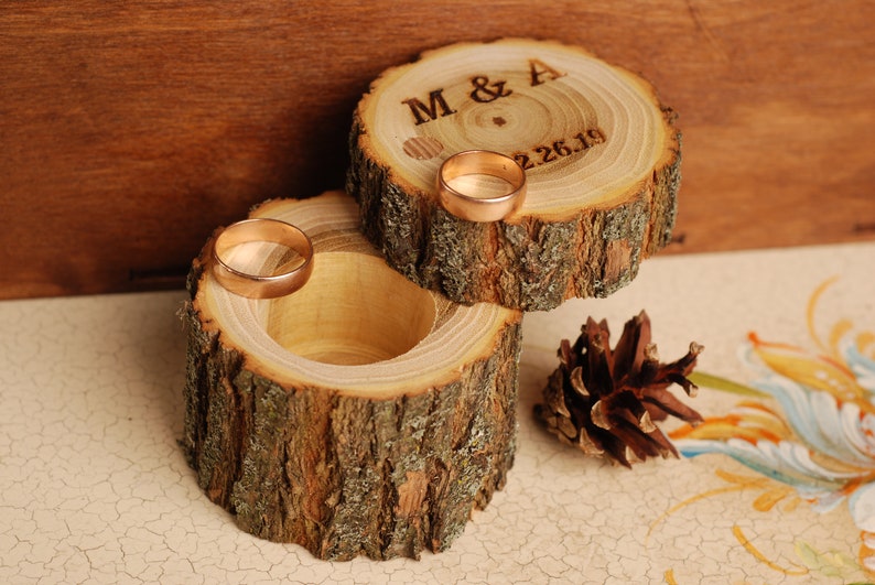 Wood Rings Box Rustic Wedding Box Rustic Ring Box Ring Bearer - Etsy