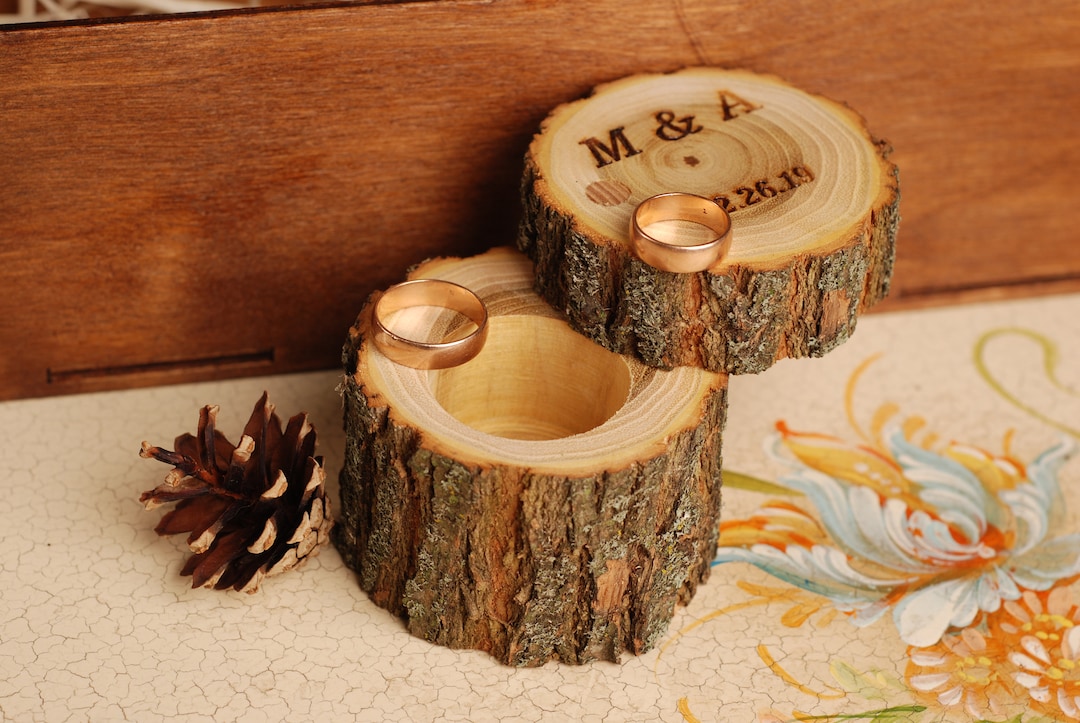 Rustic Wedding Ring Box Engraving Ring Box Wood Rings Box Rustic ...