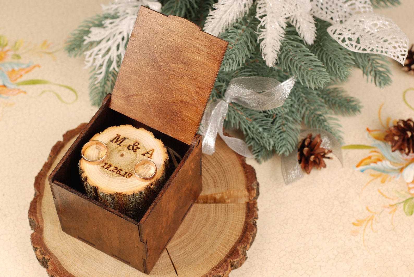 Wood Rings Box Rustic Wedding Box Rustic Ring Box Ring Bearer - Etsy
