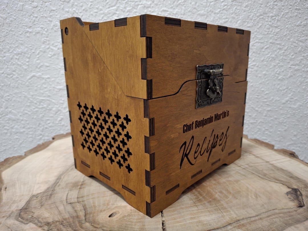 Recipe Storage Wooden Recipe Box Custom Recipe Box Recipe Box and Cards ...