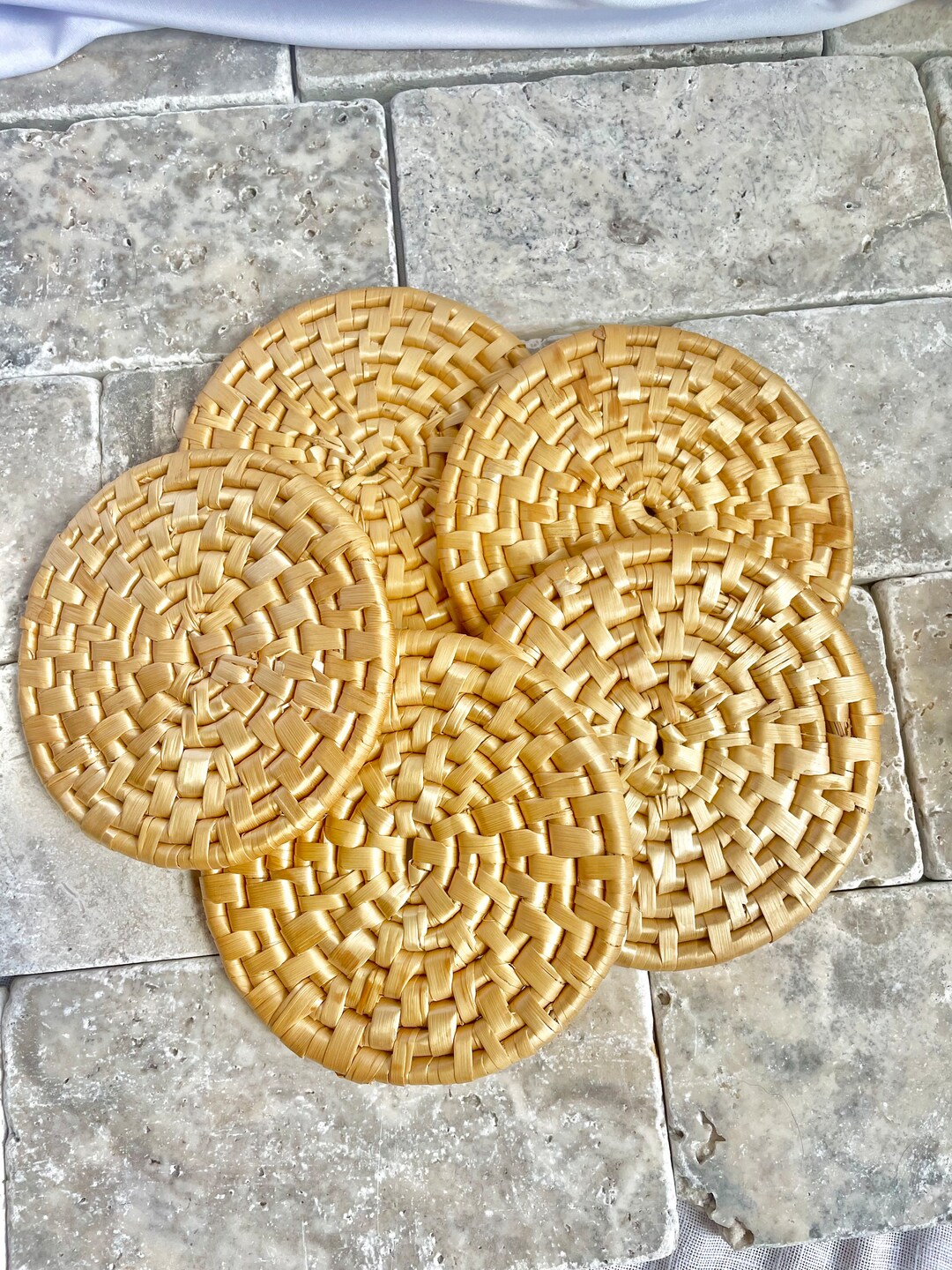 Vintage Woven Natural Wicker Coasters. SET OF 5 - Etsy