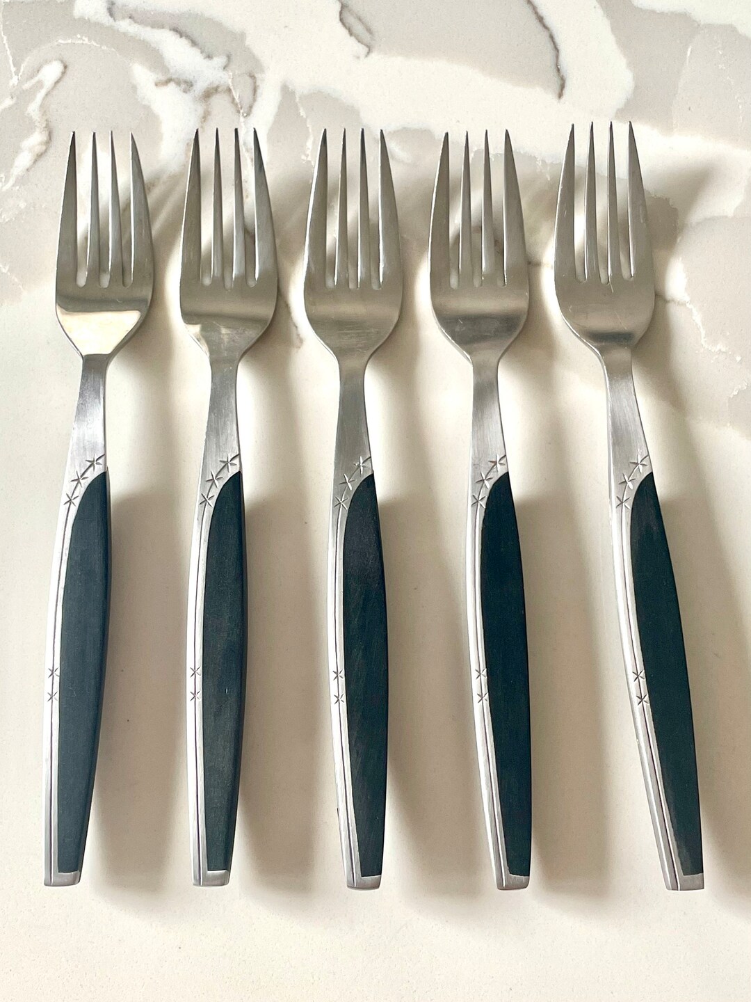 Vintage Mid Century Atomic Star Stainless Forks Made by Mar-crest. Set ...