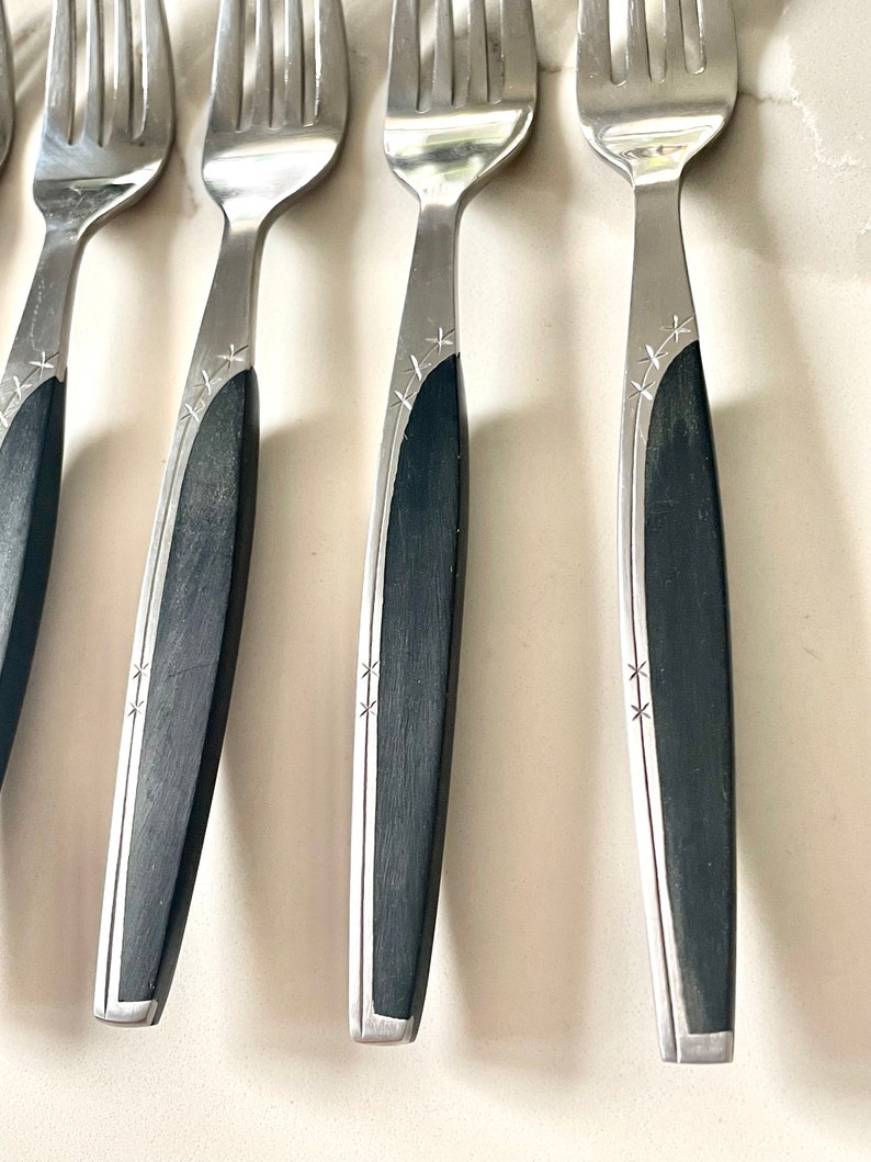 Vintage Mid Century Atomic Star Stainless Forks Made by Mar-crest. Set ...