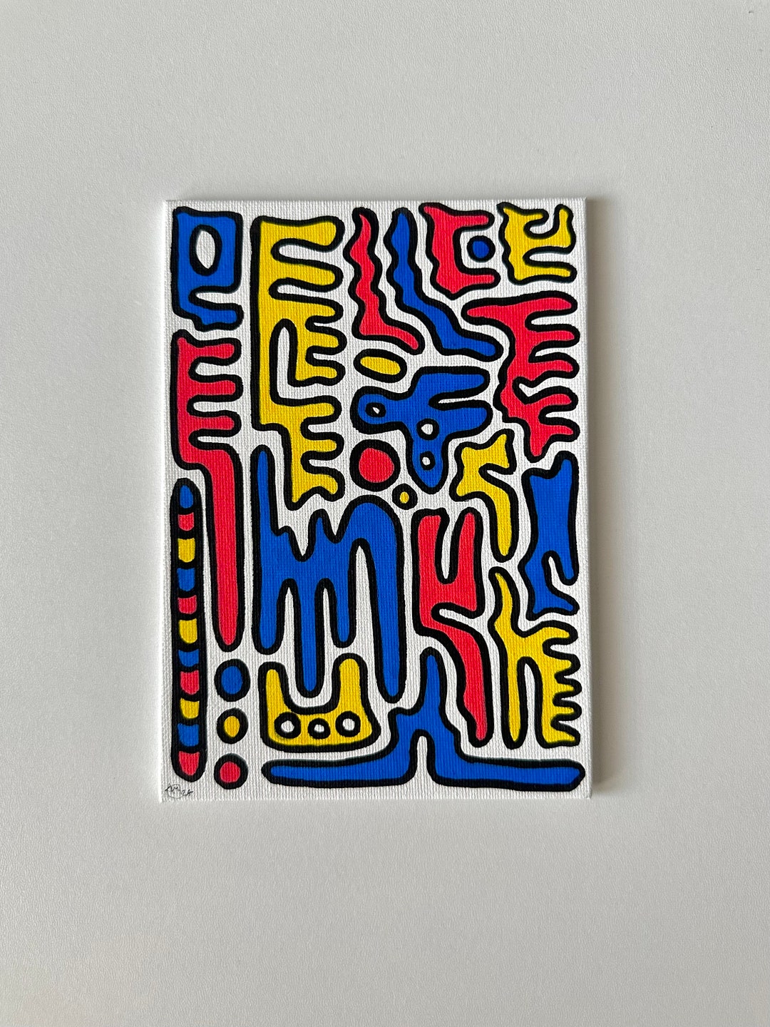 Flowy Doodle 5x7in Shays Doodles Physical Art Canvas Edition 1/1 Hand ...